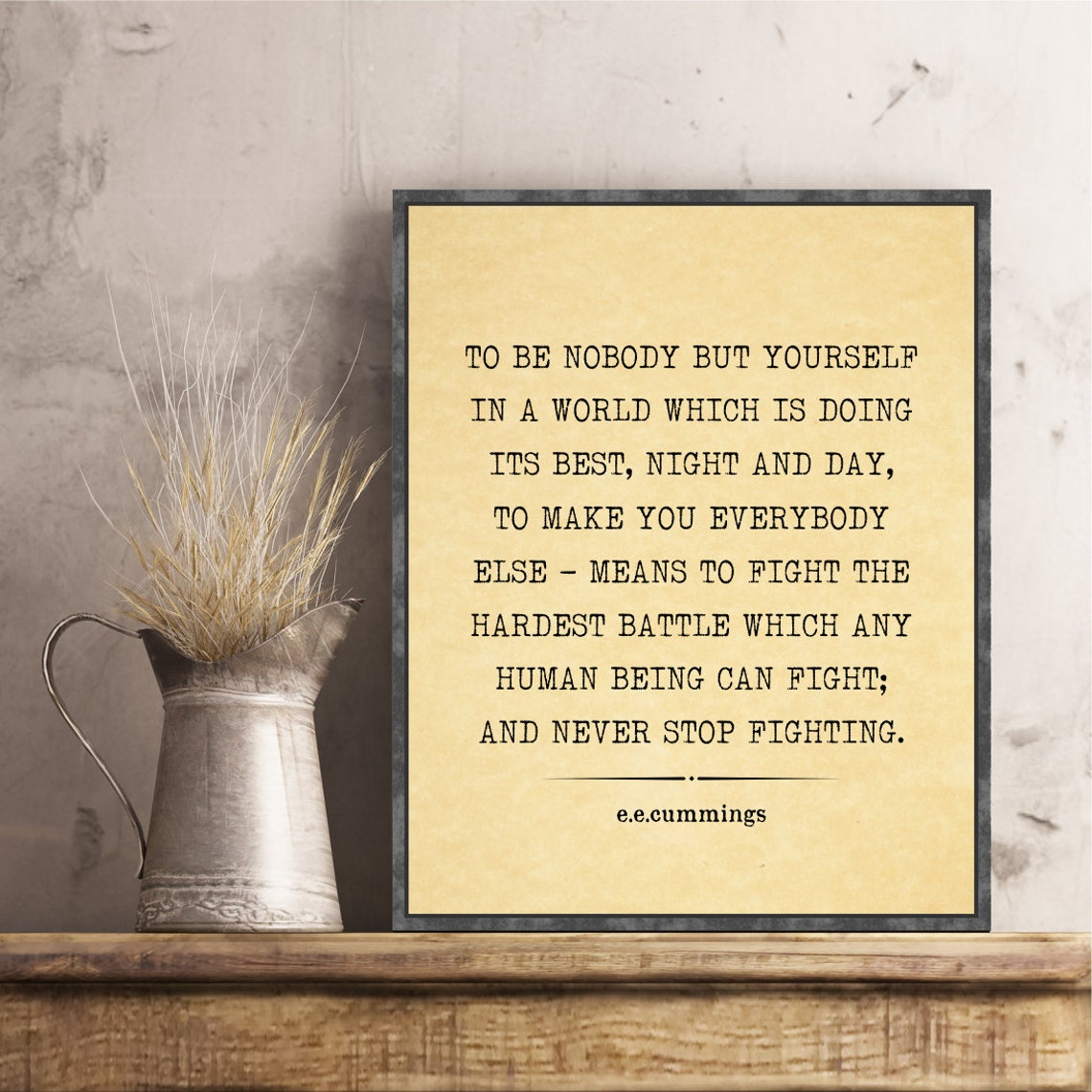 E.E. Cummings poem quote wall art To be nobody but yourself in | Etsy