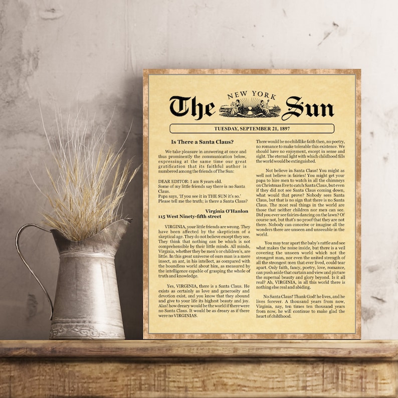 Yes Virginia There is a Santa Clause Christmas Gift Decor 1897 Sun ...