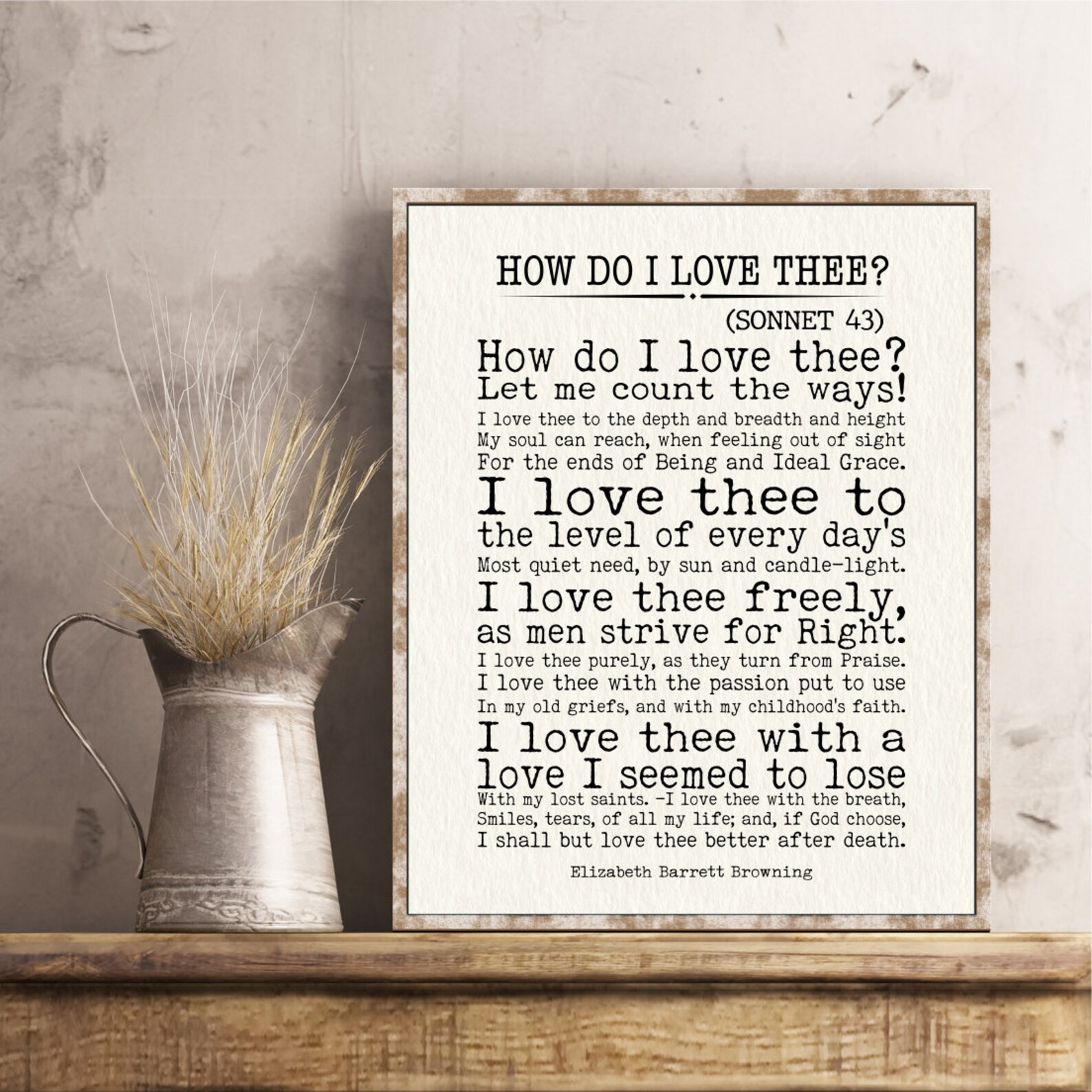Elizabeth Barrett Browning Poem Poster How Do I Love Thee Sonnet 43 ...