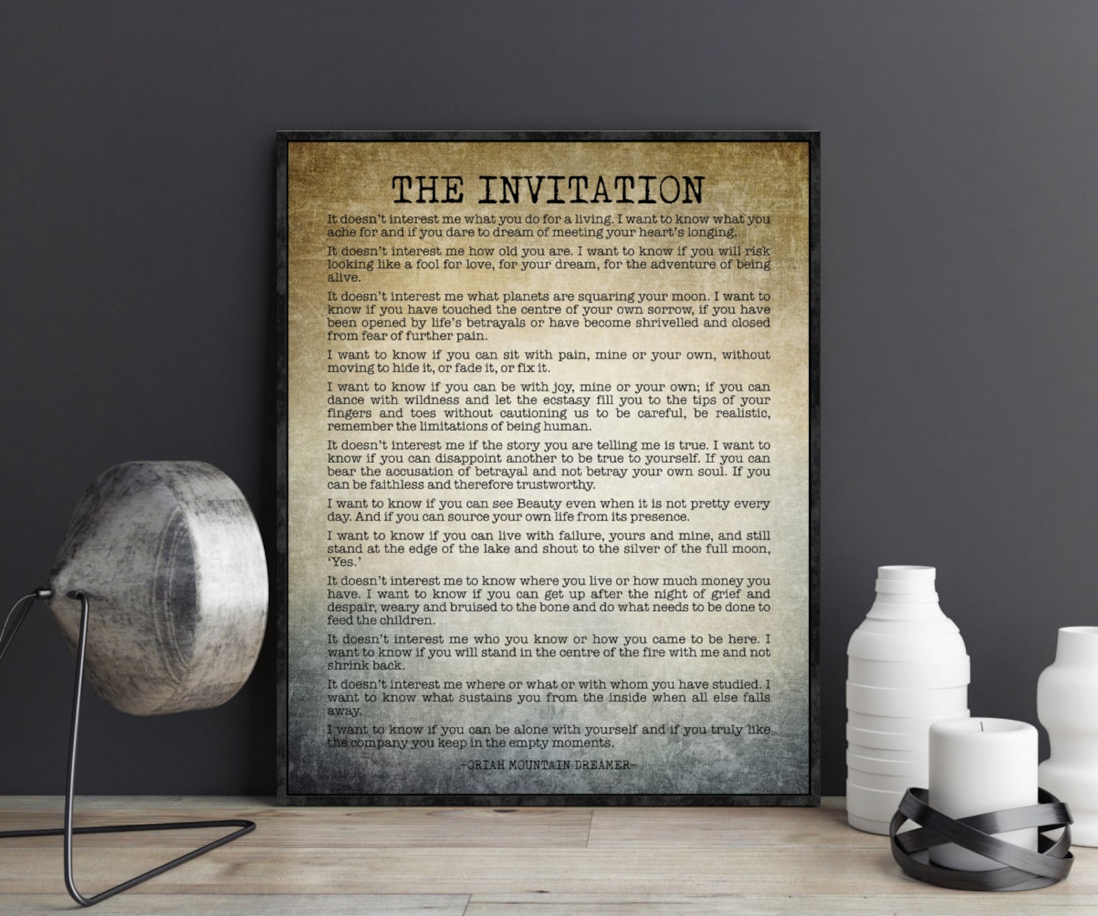 The Invitation Poem Oriah Mountain Dreamer Book Page Wall Art ...
