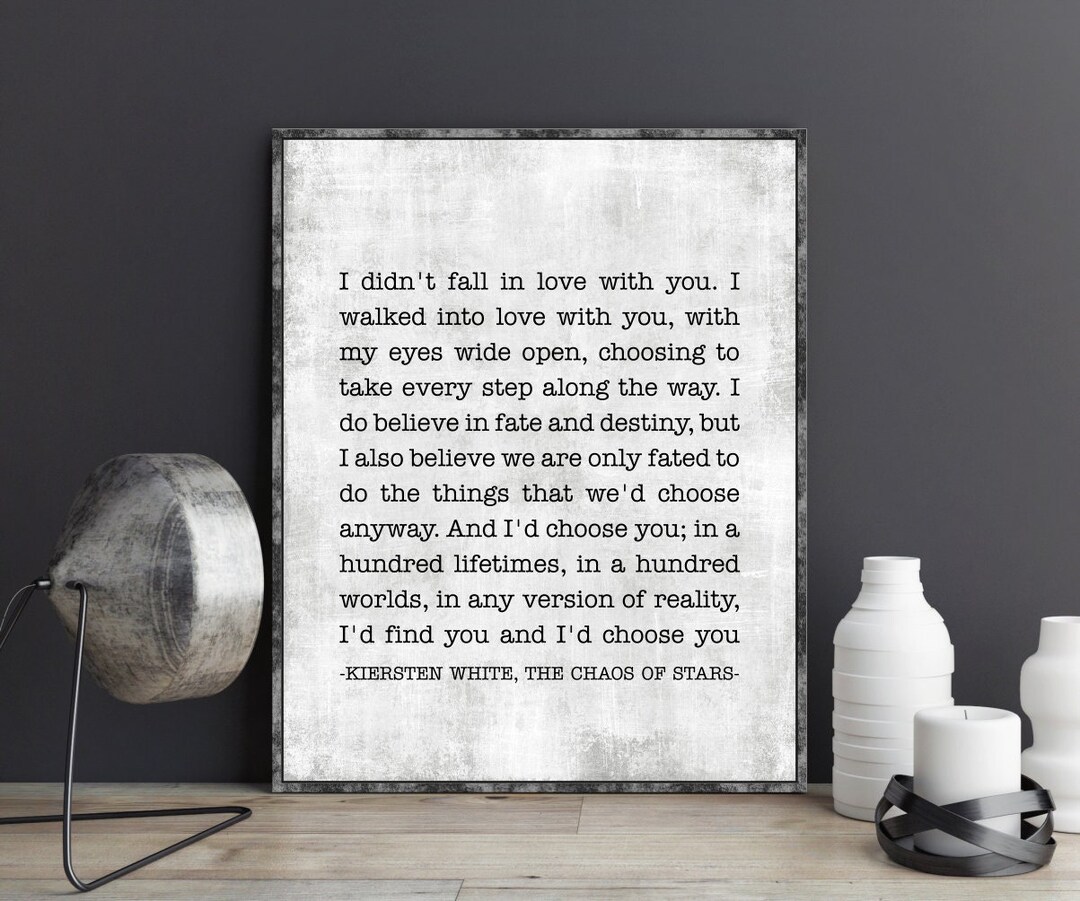 Kiersten White the Chaos of Stars Quote Poem Wall Art I Didn't Fall in ...