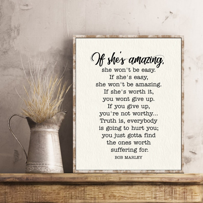 Bob Marley If Shes Amazing Poem Quote Ts Book Page Etsy