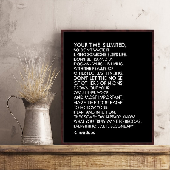 Steve Jobs Your Time is Limited Quote Print Wall Art - Etsy