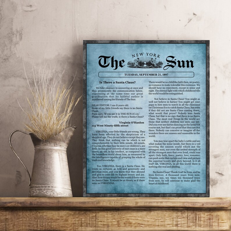 Yes Virginia There is a Santa Clause Christmas Gift Decor 1897 Sun ...