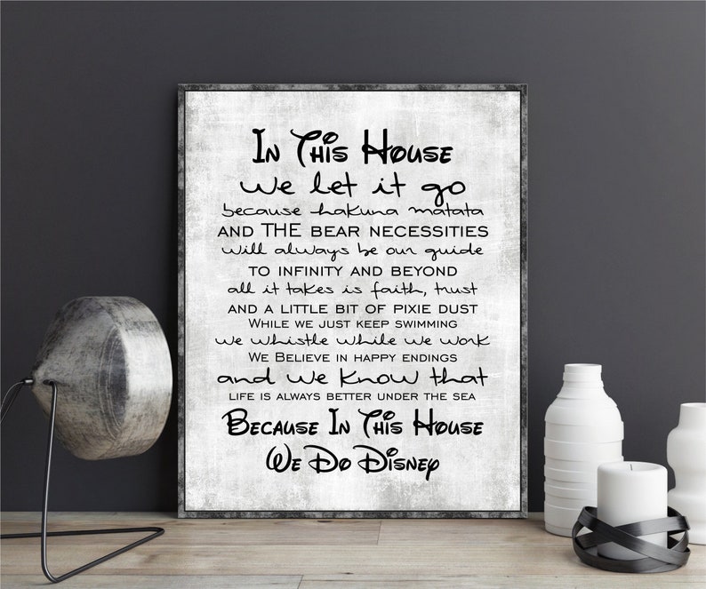 In This House We Do Disney Walt Disneys Quote Print Sign Wall Art ...