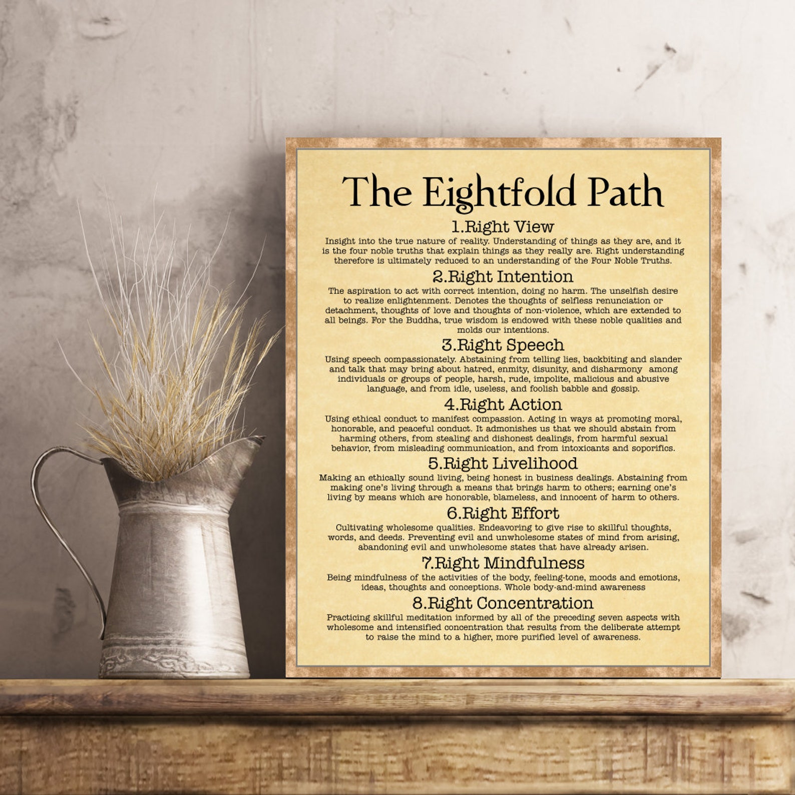 The Eightfold Path Art Buddha Buddhism Buddhist Gift Spiritual Decor ...