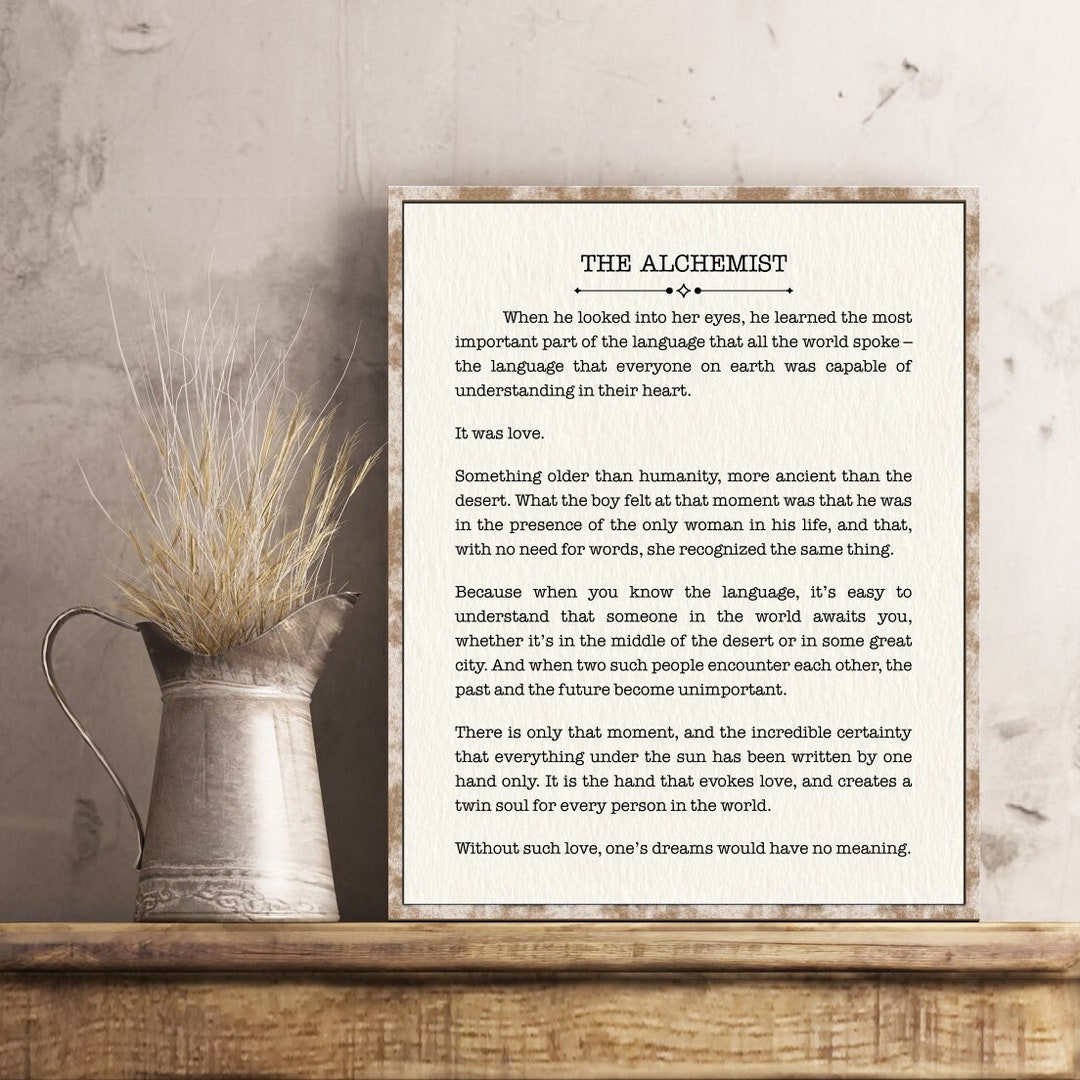 The Alchemist Quote Poster Print Paulo Coelho Quotes Book Quote Wall ...