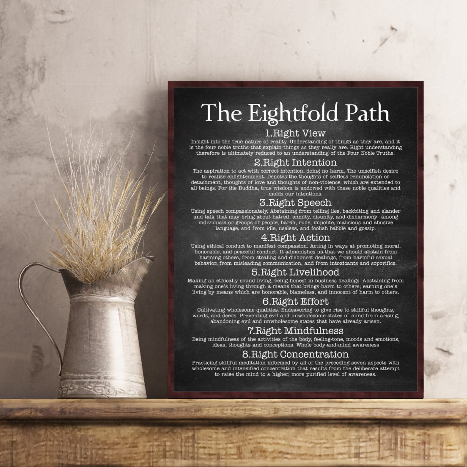 The Eightfold Path Art Buddha Buddhism Buddhist Gift Spiritual Decor ...