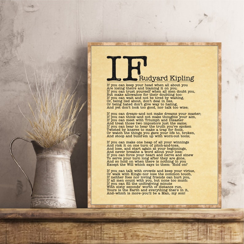 IF Poem by Rudyard Kipling If Poem Print Wall Art Decor Poster - Etsy