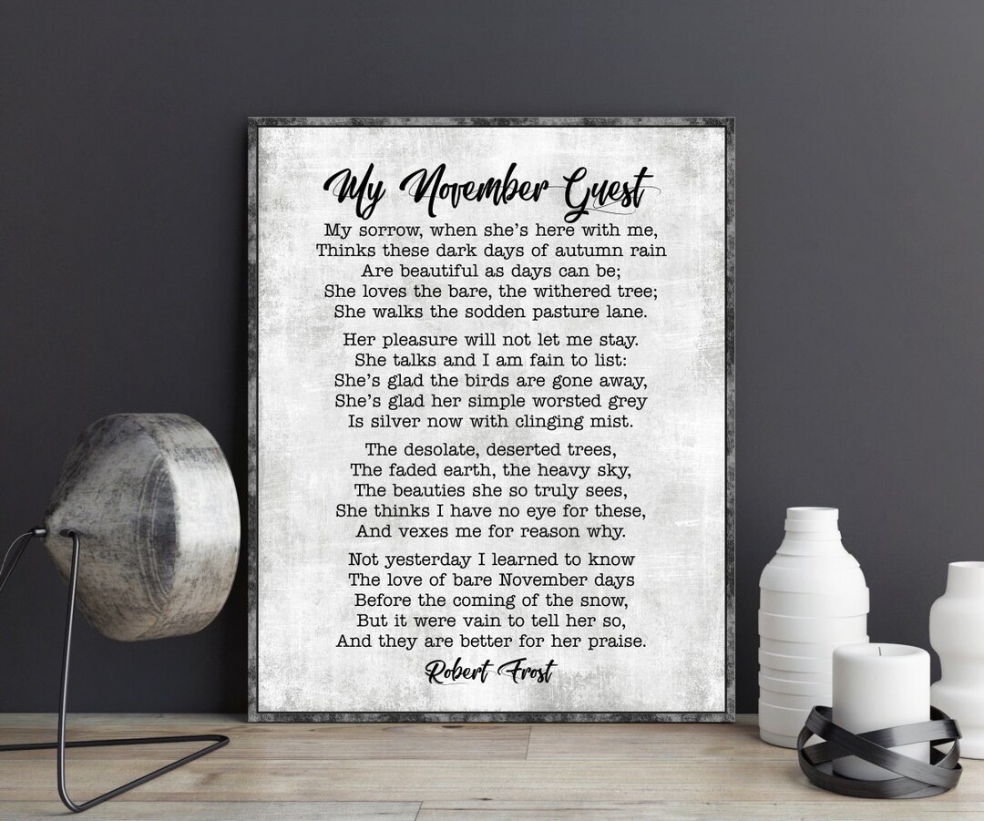 Robert Frost Poem My November Guest Book Page Wall Art Home Decor ...