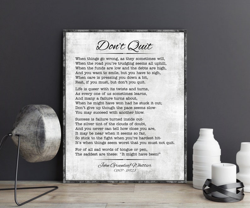 Don't Quit Poem Graduation Gift John Greenleaf Whittier Motivational ...