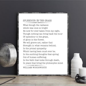 William Wordsworth Splendour in the Grass Poem Poster Wall Art Decor ...
