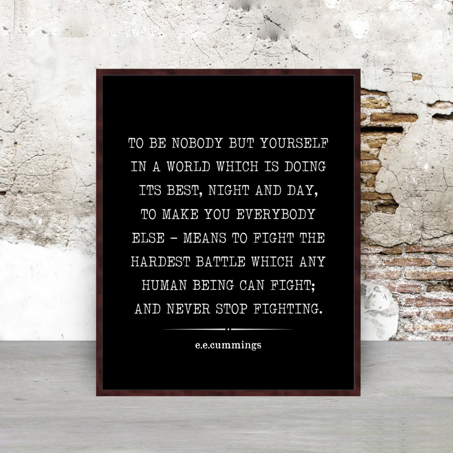 E.E. Cummings poem quote wall art To be nobody but yourself in | Etsy