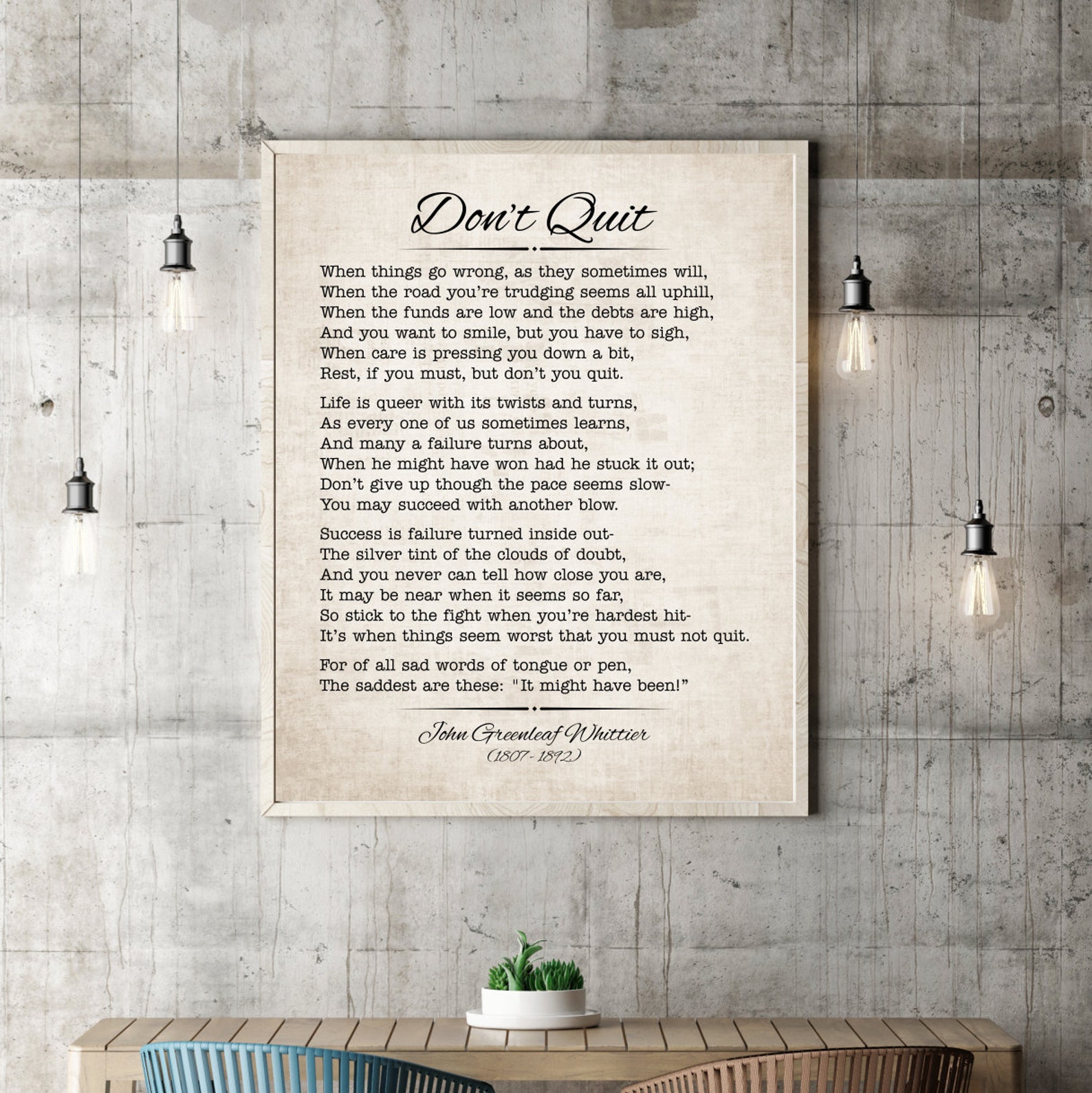Don't Quit Poem Graduation Gift John Greenleaf Whittier Motivational ...
