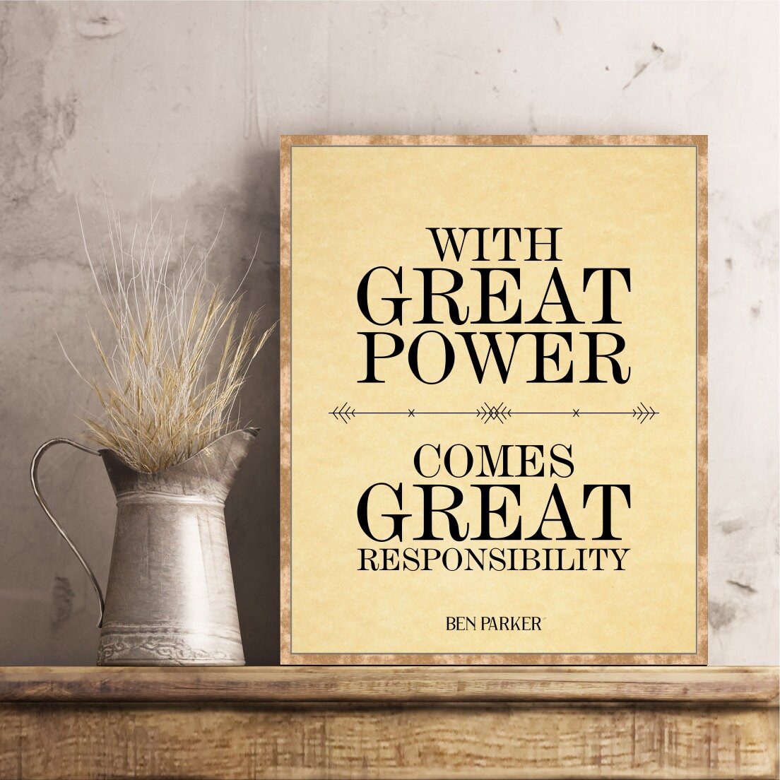 Spiderman Poster Print With Great Power Comes Great | Etsy