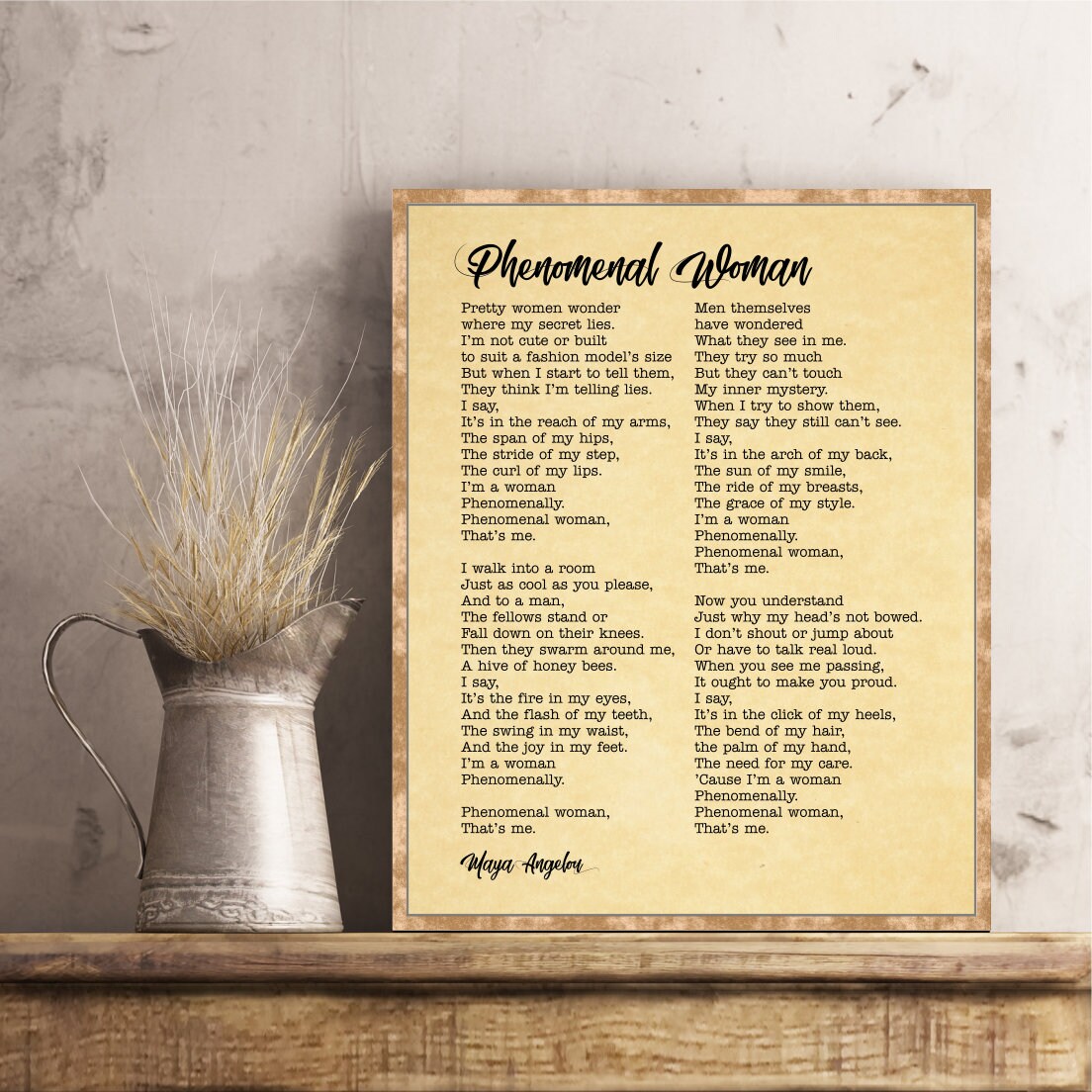 Phenomenal Woman Maya Angelou print Phenomenal Woman Poem Wall | Etsy