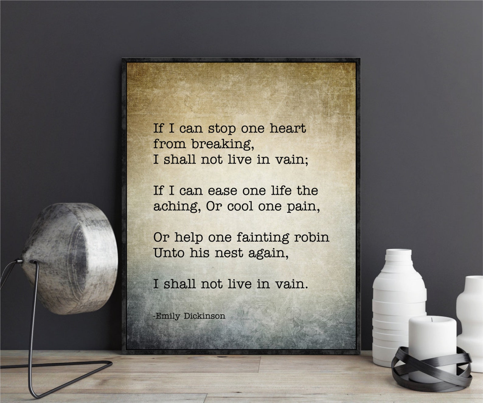 Emily Dickinson Poem Poster Quote If I Can Stop One Heart From | Etsy