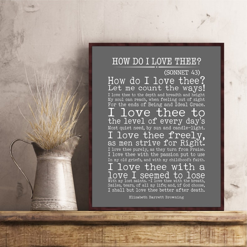 Elizabeth Barrett Browning poem poster How do I love thee | Etsy