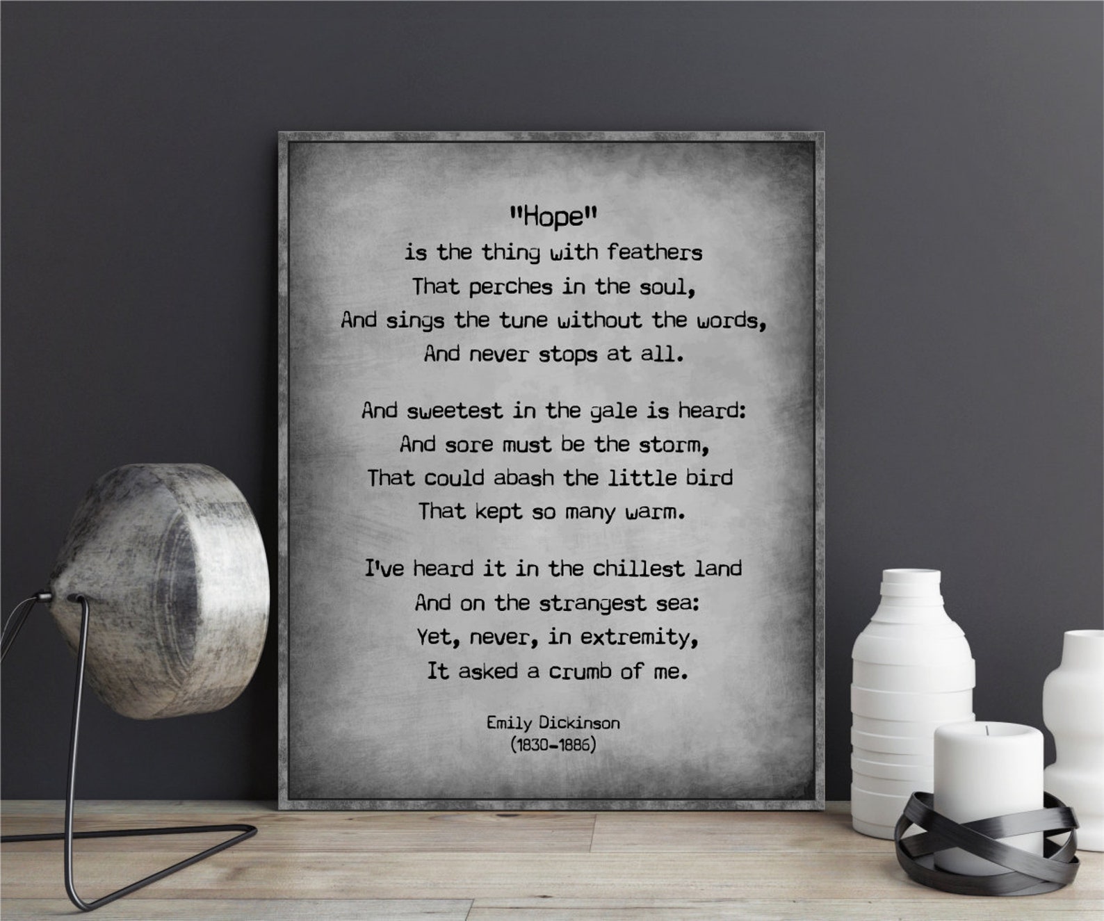 Emily Dickinson Poem Poster Quote Hope is the Thing With - Etsy