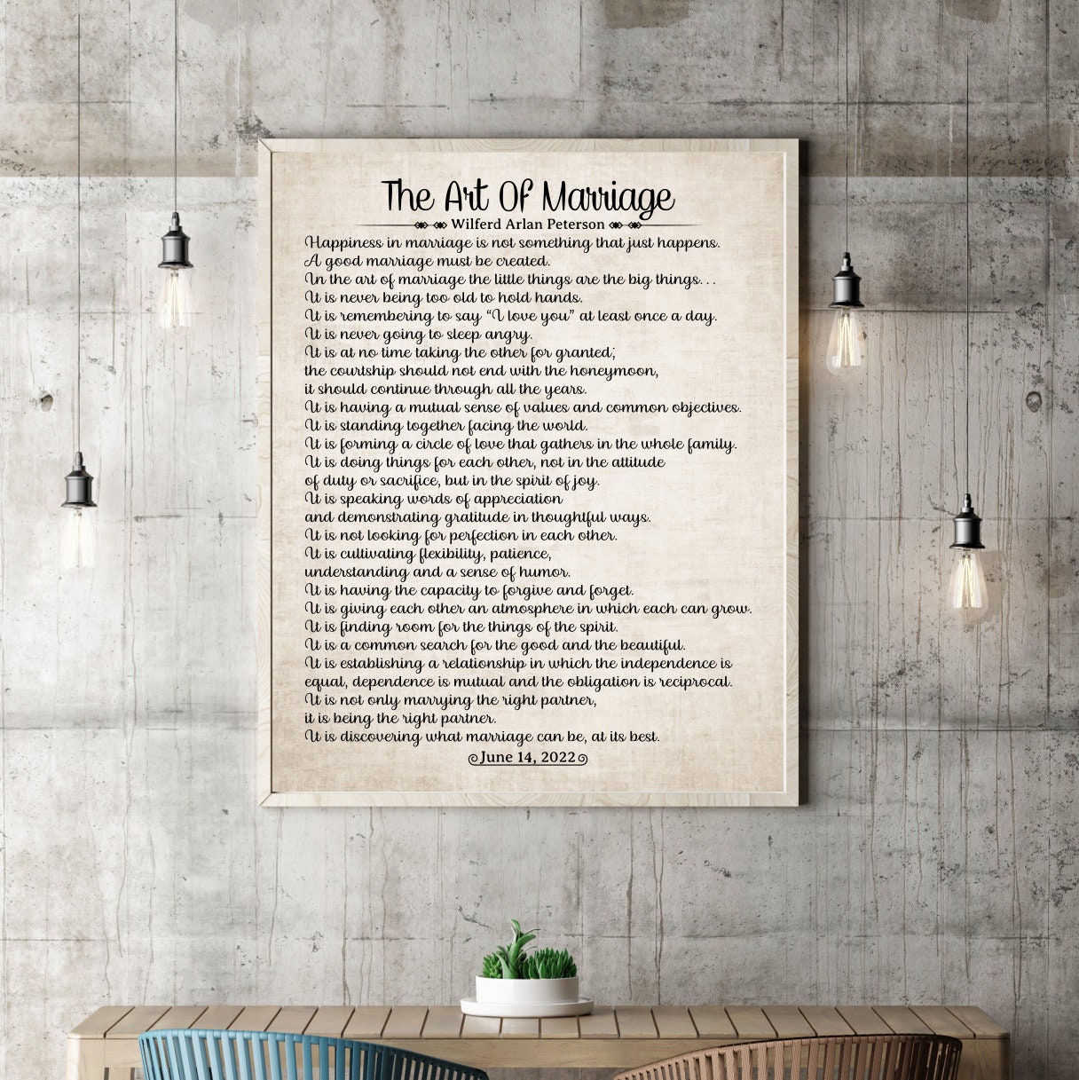 The Art of Marriage Wedding Anniversary Gifts for Couples Poem Marriage ...