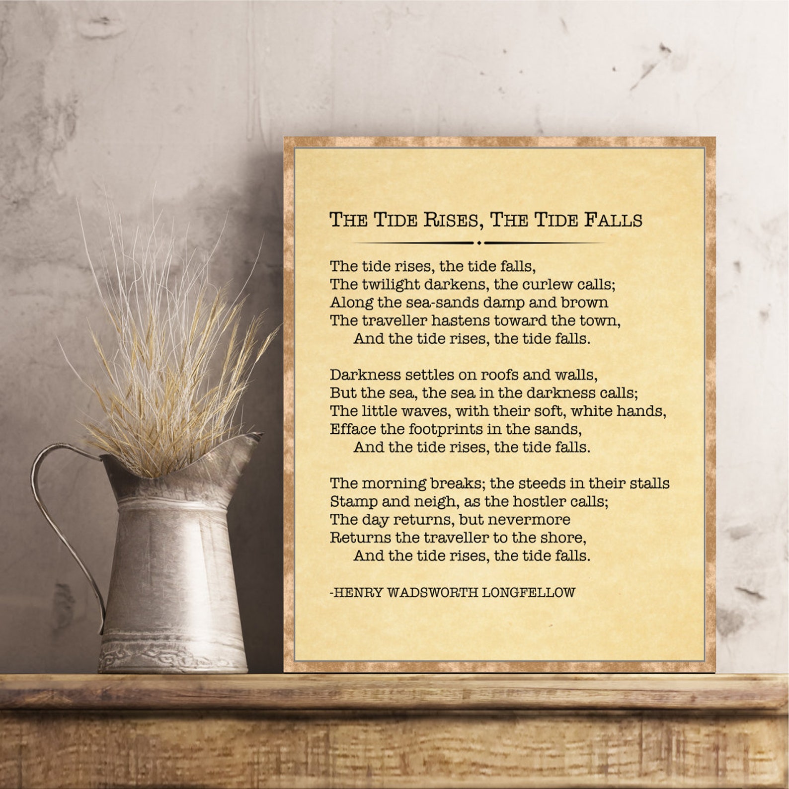 Henry Wadsworth Longfellow Poem Quote the Tide Rises the Tide - Etsy