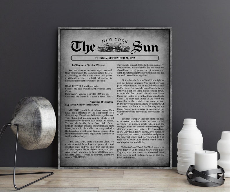 Yes Virginia There is a Santa Clause Christmas Gift Decor 1897 Sun ...