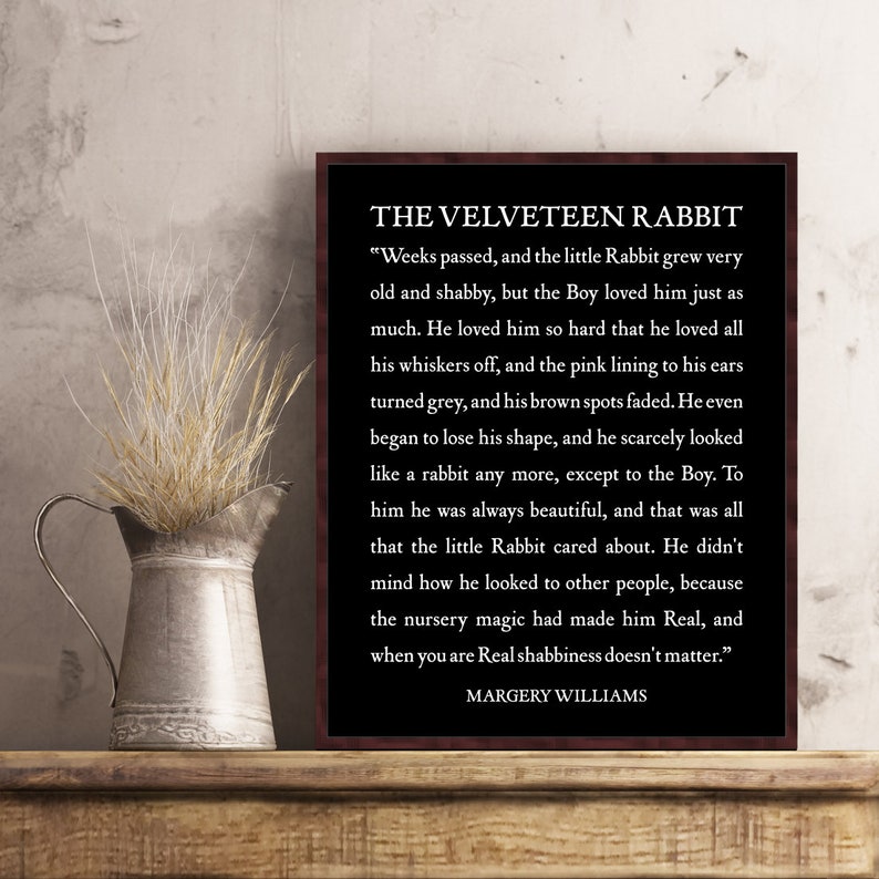 The Velveteen Rabbit Wall Art Quote Inspirational Motivational - Etsy
