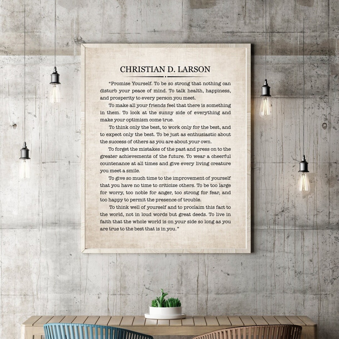 Christian D. Larson Quote Promise Yourself Poem Inspirational ...