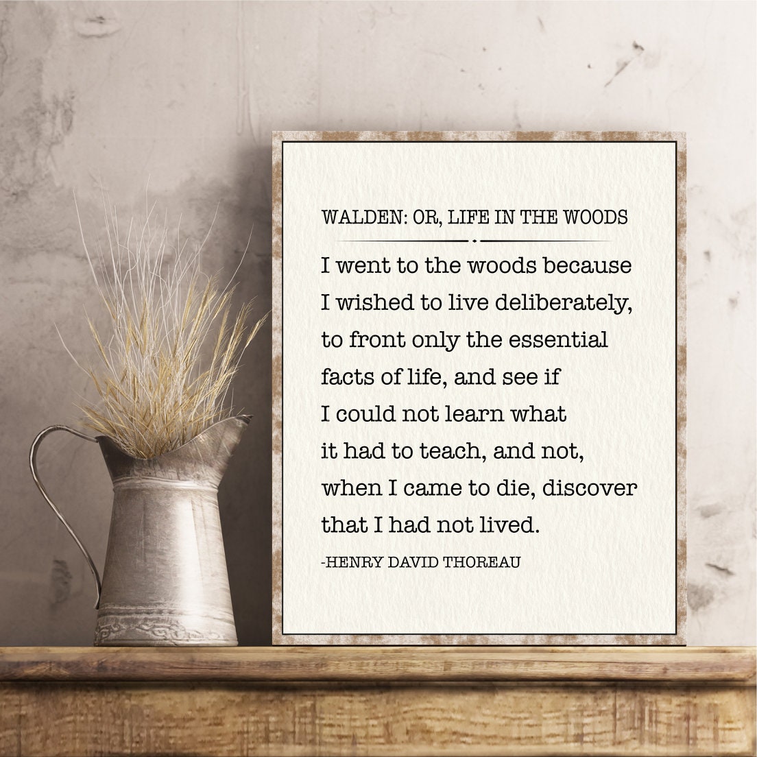 Henry David Thoreau Quote Poem I Went to the Woods Walden or Life in ...