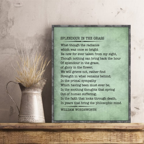 William Wordsworth Splendour in the Grass Poem Poster Wall Art - Etsy