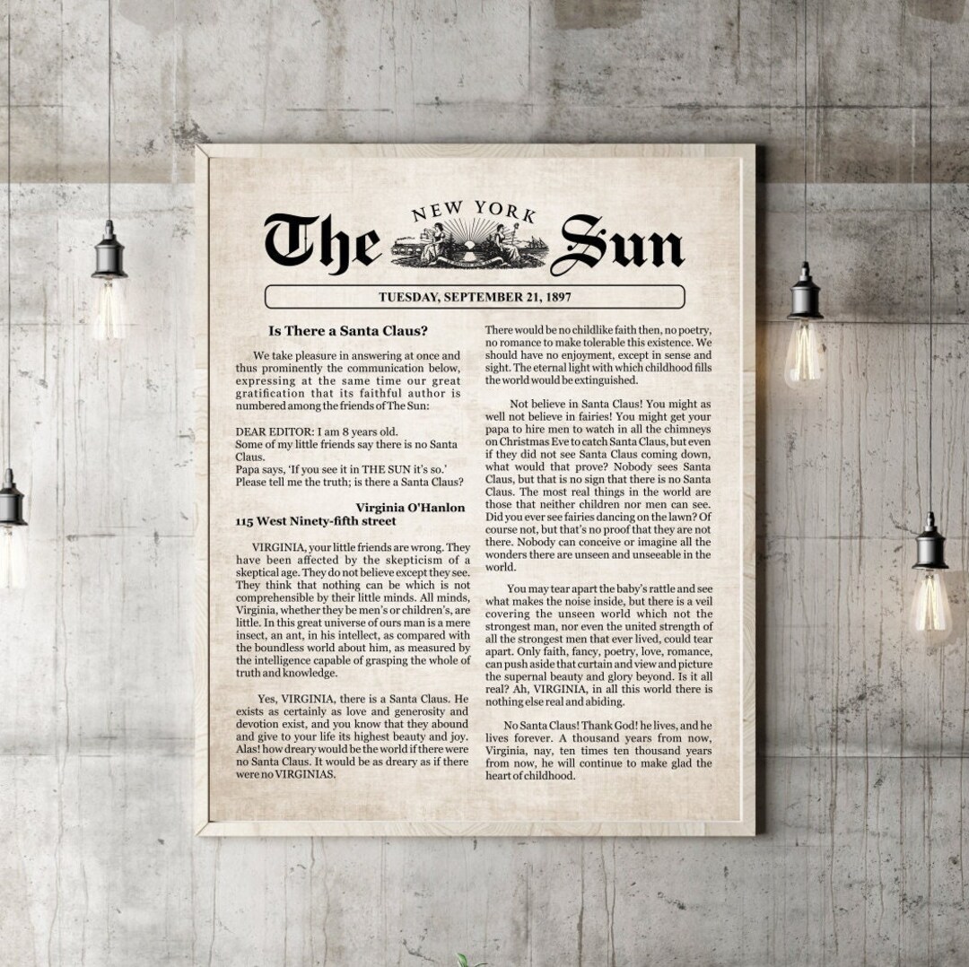 Yes Virginia There is a Santa Clause Christmas Gift Decor 1897 Sun ...