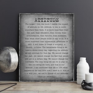Attitude Quote Charles Swindoll Wall Art Inspirational Motivational ...