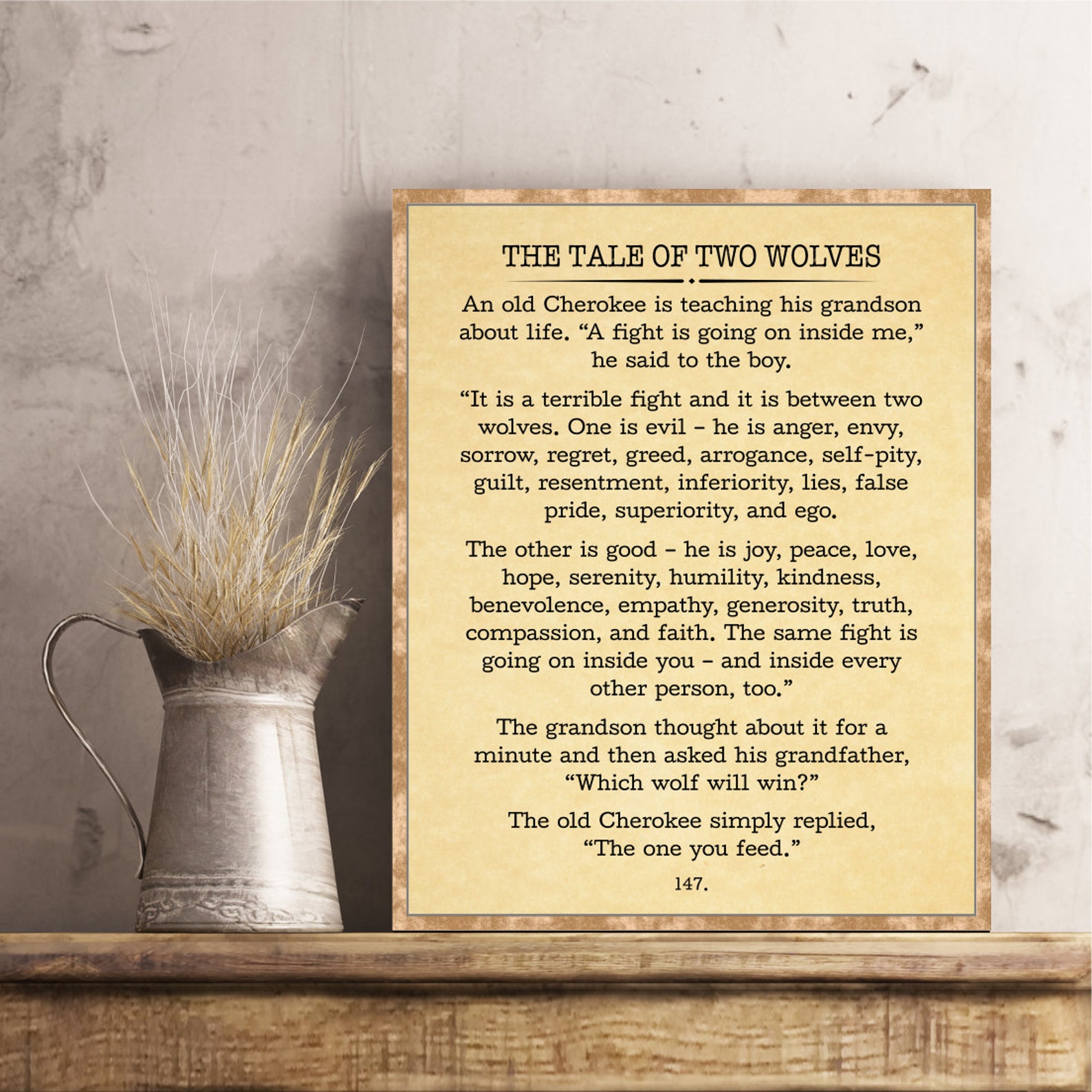 The Tale of Two Wolves Cherokee Tale Native American Story - Etsy