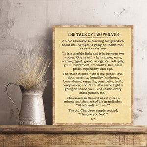 The Tale of Two Wolves Cherokee Tale Native American Story Proverb ...