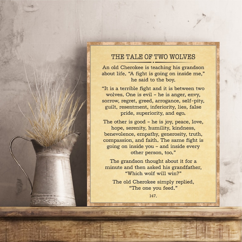 The Tale of Two Wolves Cherokee Tale Native American Story Proverb ...