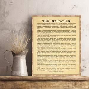 The Invitation Poem Oriah Mountain Dreamer Book Page Wall Art ...
