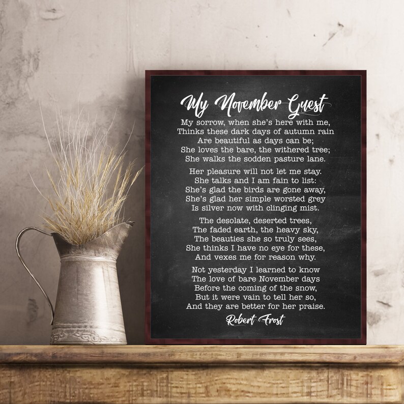 Robert Frost Poem My November Guest Book Page Wall Art Home - Etsy
