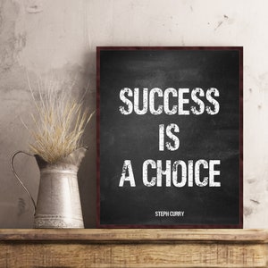 Stephen Curry Poster Success is a Choice Quote Inspirational ...