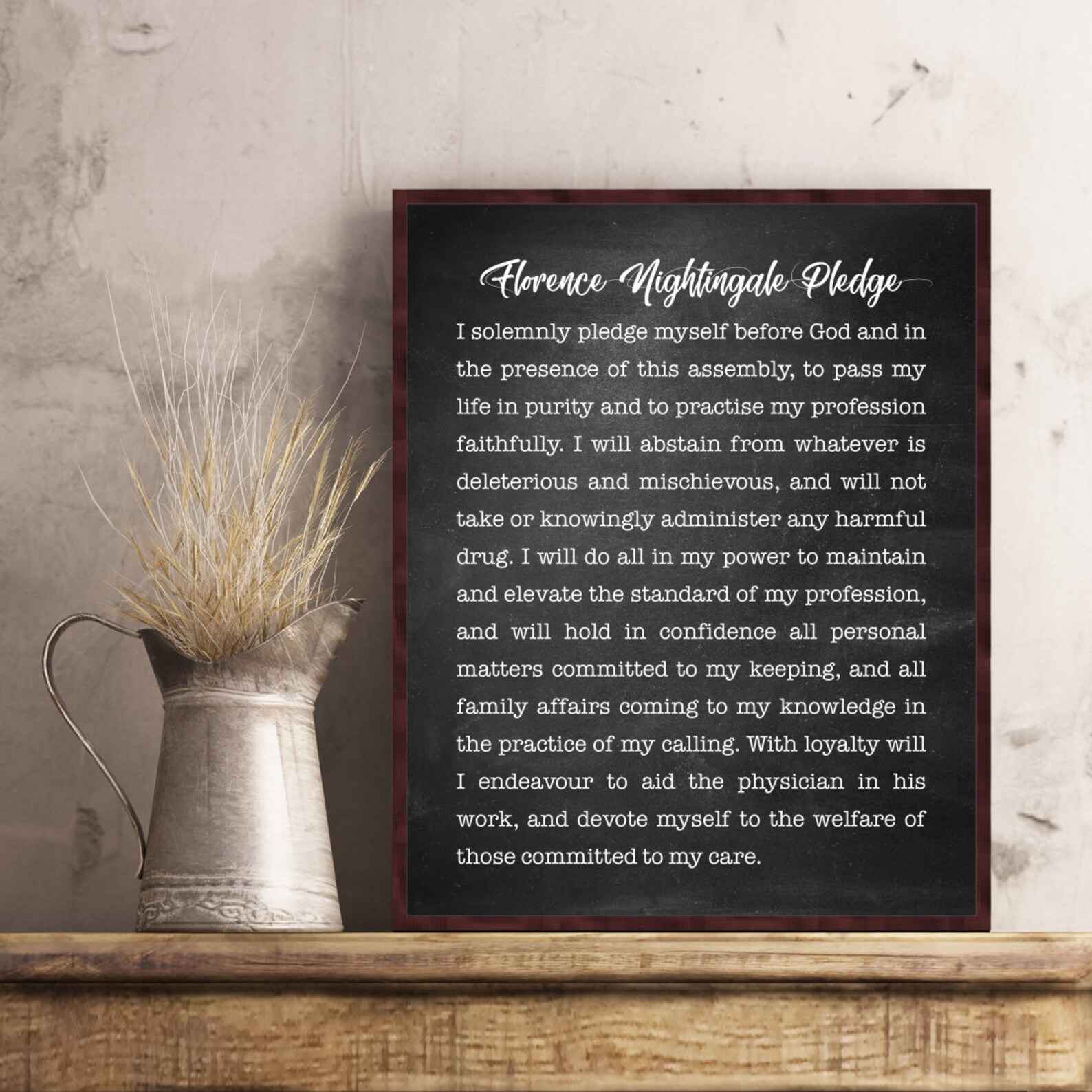 Florence Nightingale Pledge Quote Gifts for Nurses Nursing Student ...