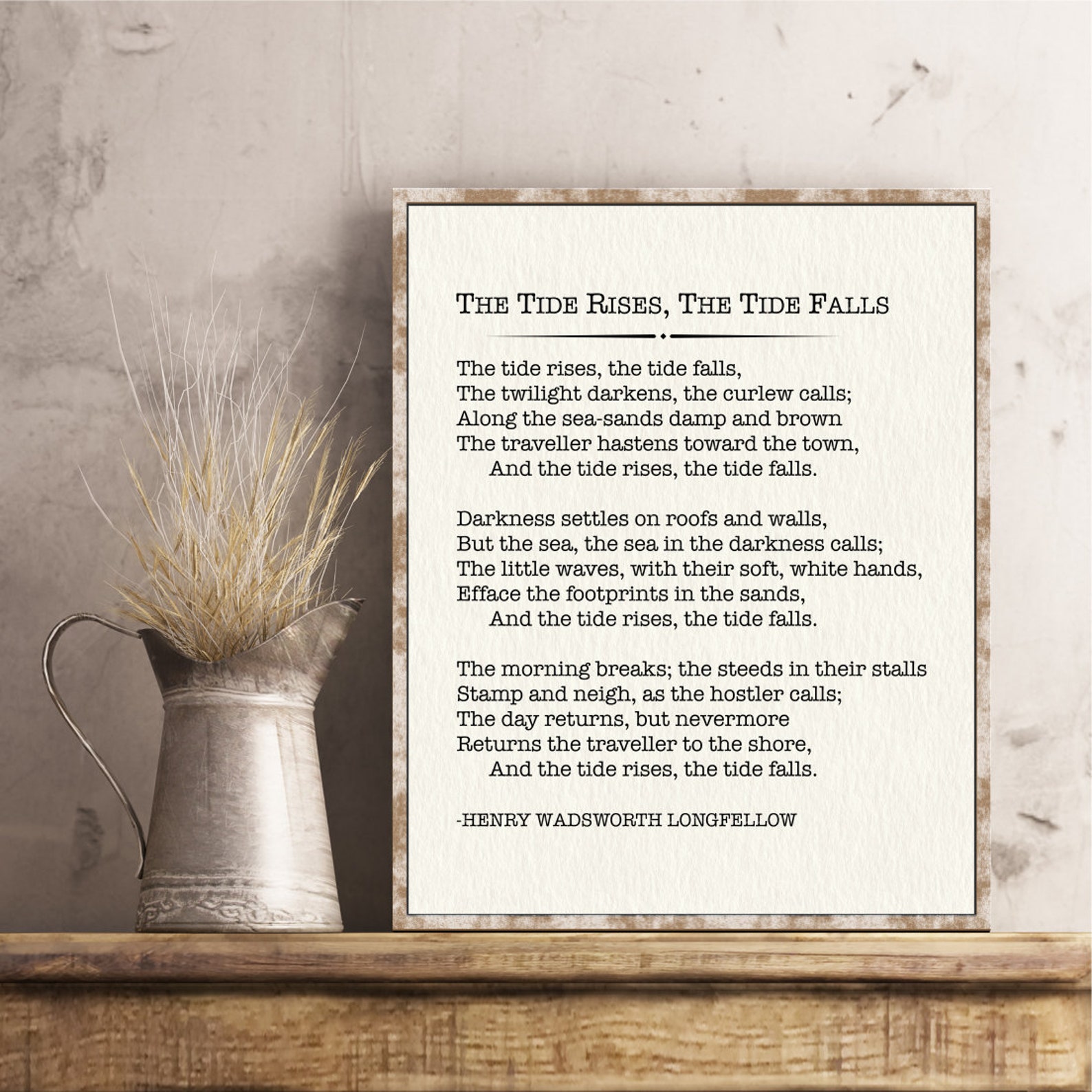 Henry Wadsworth Longfellow Poem Quote the Tide Rises the Tide - Etsy