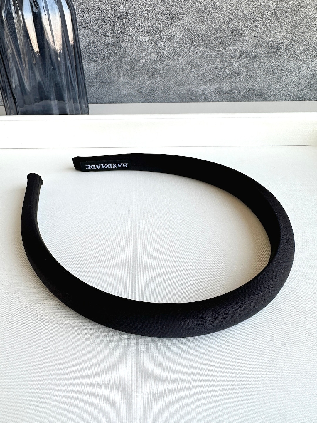 Black Satin Thin Headband,padded Headband Headbands,simple Satin ...