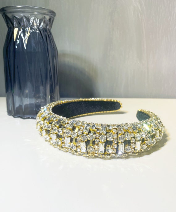Bling Rhinestone Headband Women Hair Accessories Thick Padded | Etsy