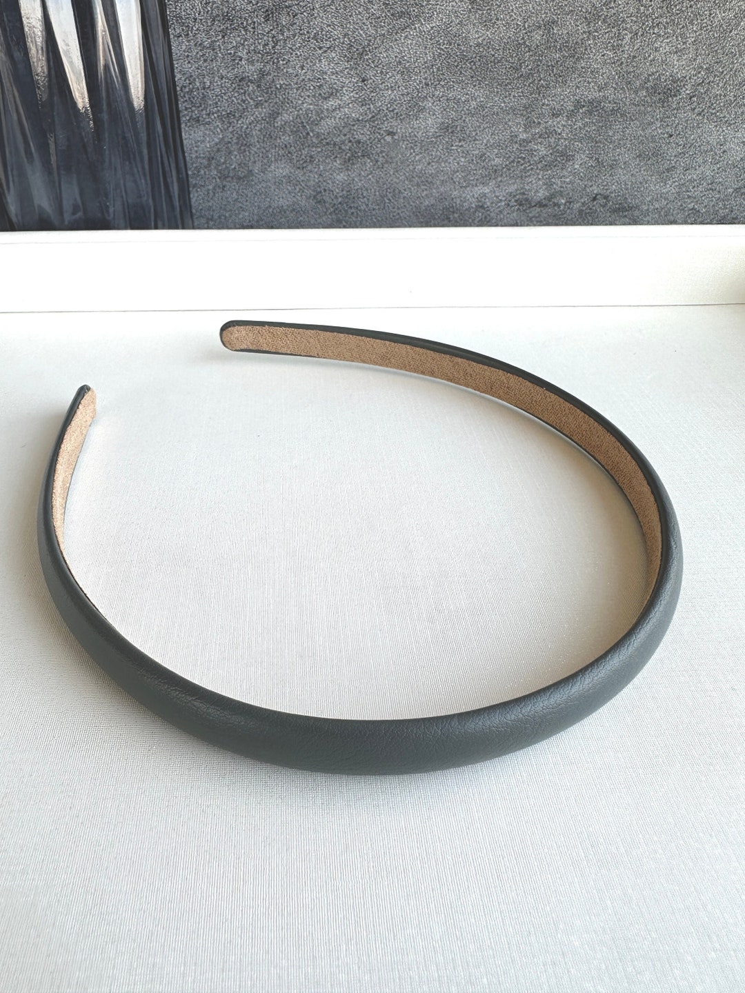 Gray Leather Headband,thin Leather Headband,women Vintage Headband ...