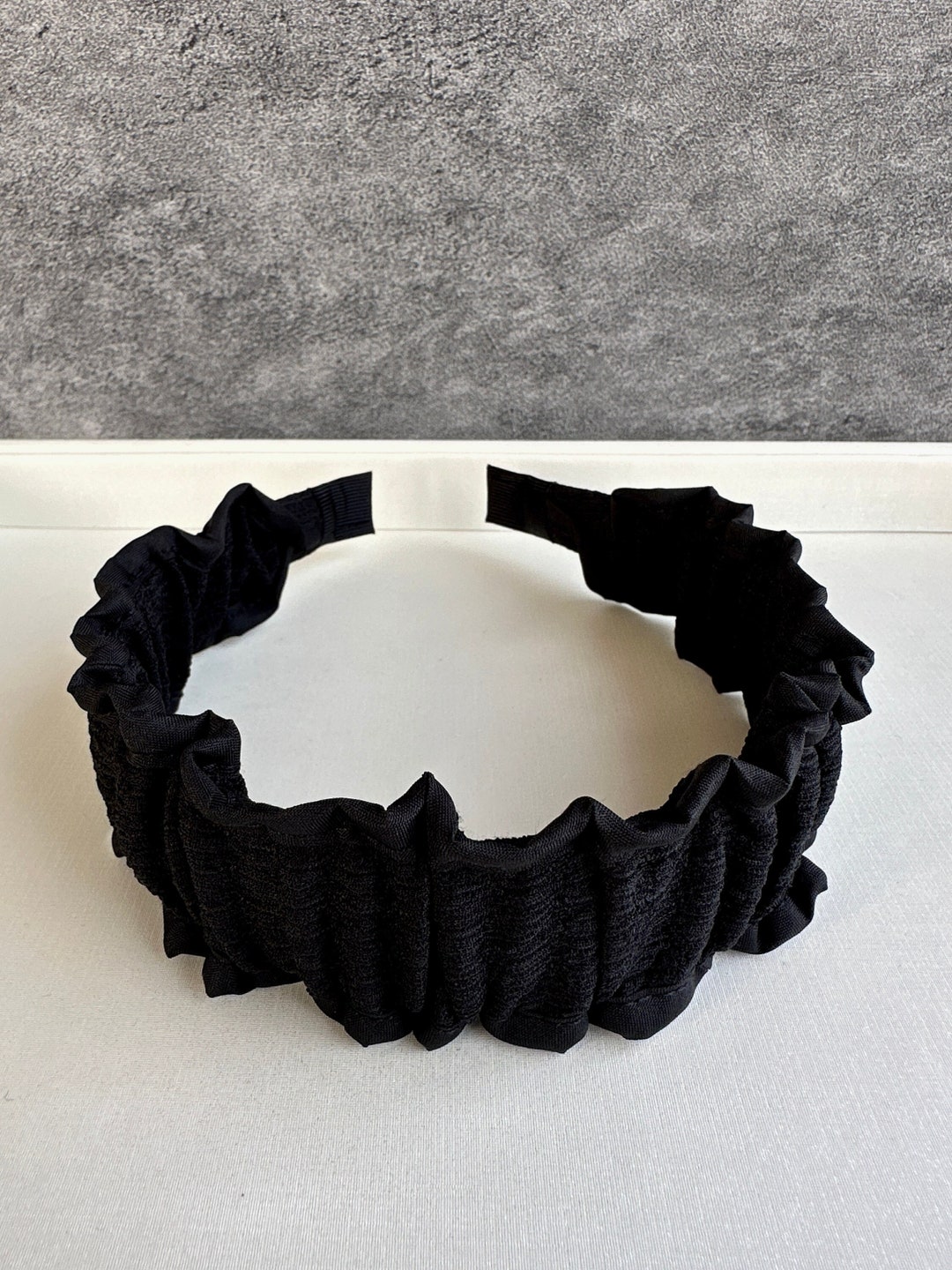 Black Ruffle Headband,vintage Wide Headband,boho Headband,daily ...