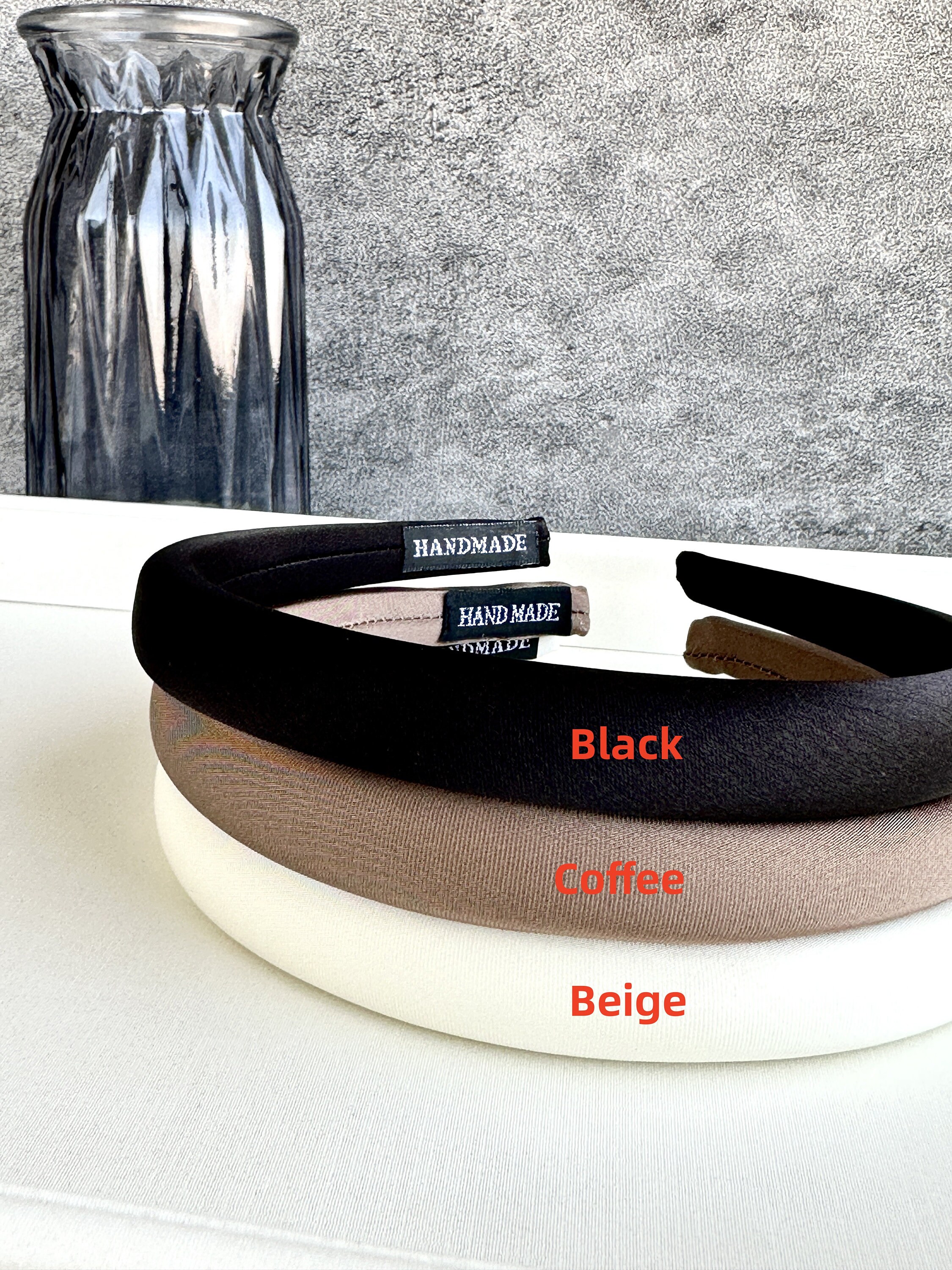 Black Satin Thin Headband,padded Headband Headbands,simple Satin ...