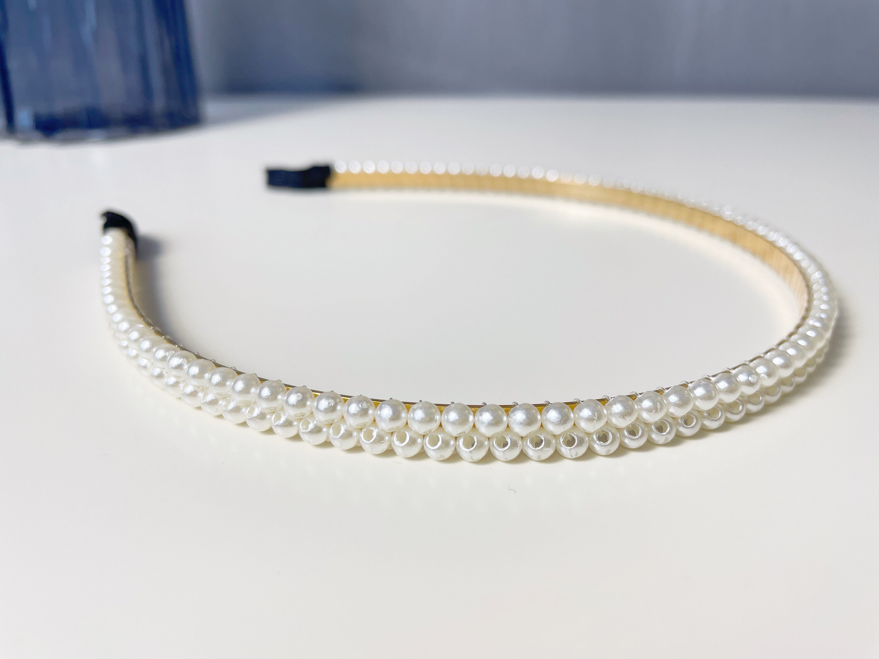 Vintage Beaded Headbands Pearl Metal Ivory Thin Headband Women Hairband ...