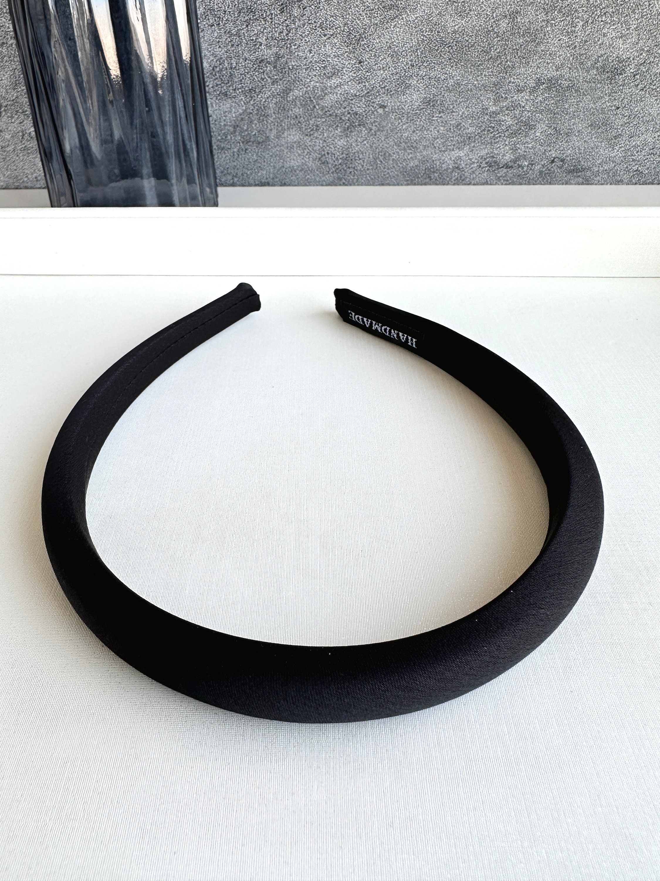 Black Satin Thin Headband,padded Headband Headbands,simple Satin ...