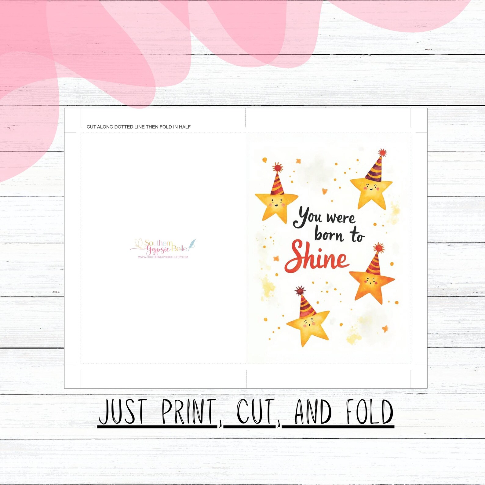 Birthday Card – You Were Born to Shine - Stars – Printable 5x7 Digital ...