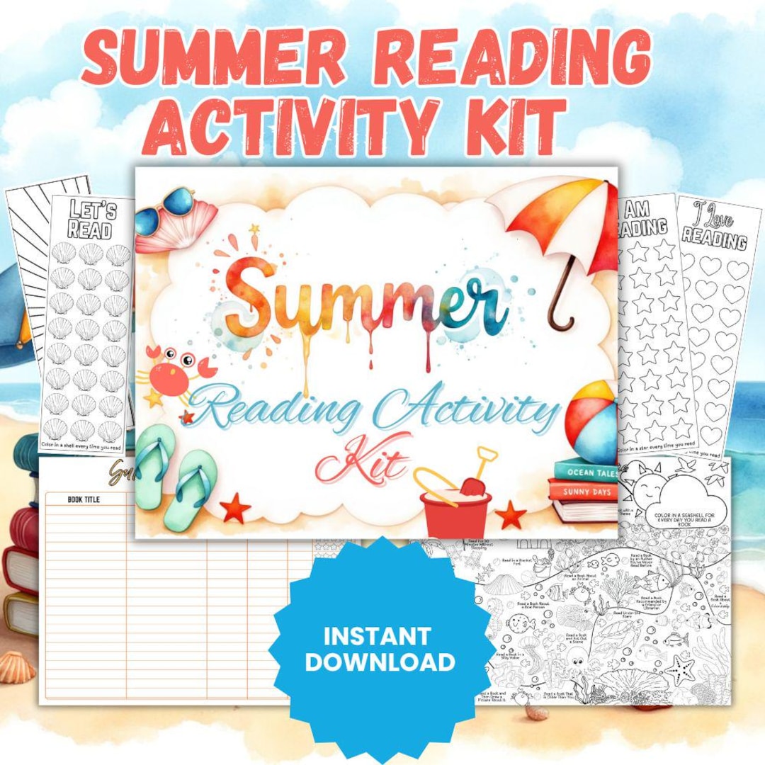 Summer Reading Activity Kit – Beach Theme | Printable Reading Tracker ...