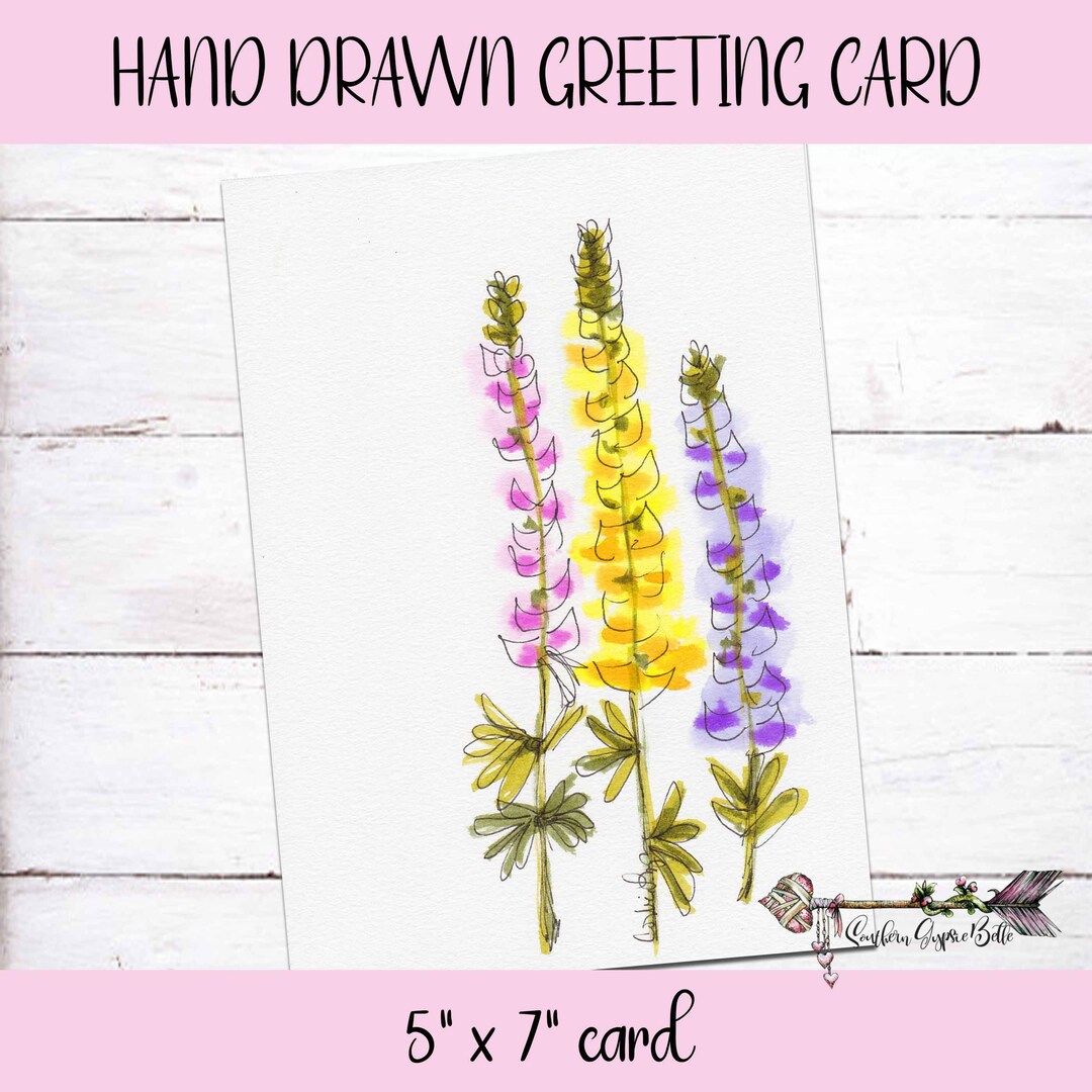 Hand Drawn Greeting Card Snapdragons Watercolor and Ink Print From My ...